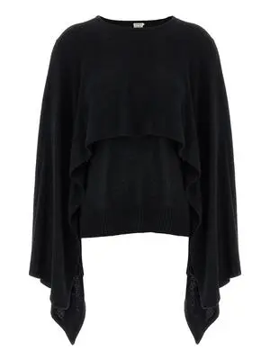 TOTEME Knitted Silk Cape Sweater - Black