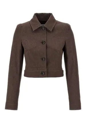 MAX MARA MAX MARA Carpa Cotton Denim Effect Cropped Blazer