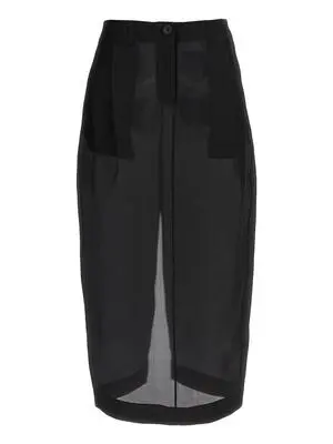 Khaite Lucian Silk Organza Midi Skirt - Black