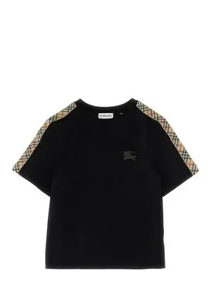 Burberry BURBERRY "Cedar" Cotton Jersey T-shirt With Iconic Check Trim Black