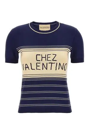 Valentino Garavani Chez Cotton Knit T-shirt - Blue