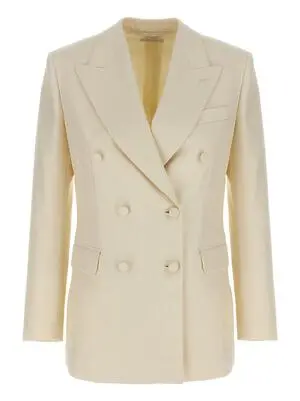 Brioni Flavia Silk And Wool-blend Blazer - White