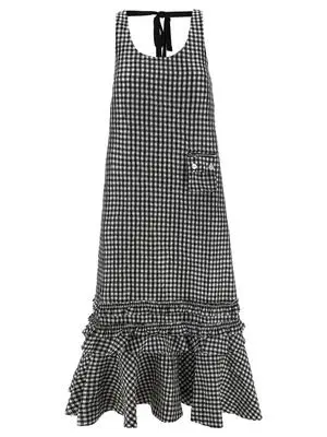 GANNI GANNI Crinkled Check Long Dress