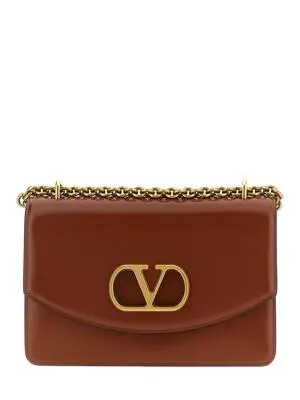 Valentino Garavani VALENTINO GARAVANI Vain Leather Shoulder Bag Brown
