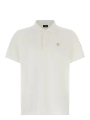 Fendi Ff Metallic Logo Polo Shirt - White