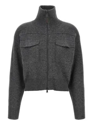 BRUNELLO CUCINELLI 'shiny Zipper Pull' Wool Cardigan