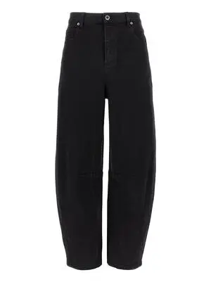 SELF-PORTRAIT Barrel Leg Denim Jeans - Black
