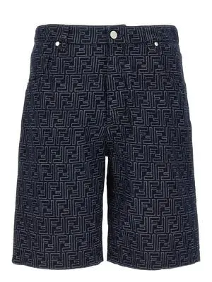 Fendi Bermuda Jeans Jacquard Ff - Blue