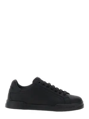 Dolce & Gabbana Portofino Low-top Leather Sneakers - Black
