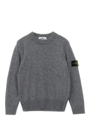 Stone Island Logo Badge Sweater - Gray