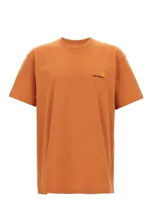 Carhartt Work In Progress 'american Script' T-shirt Orange