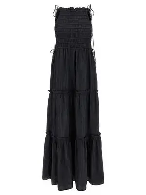 GANNI Smock Tie Dress - Gray