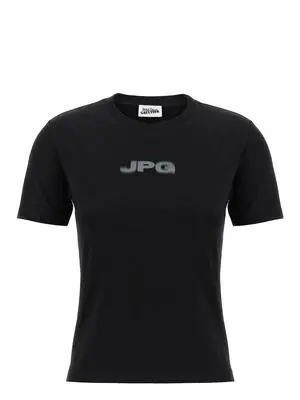 JEAN PAUL GAULTIER Logo Print Cotton Jersey Baby Tee - Black