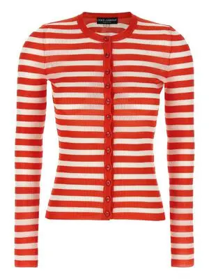 Dolce & Gabbana Striped Viscose Cardigan - Orange