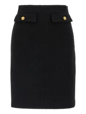 Chloé Bouclé Wool Midi Skirt - Black