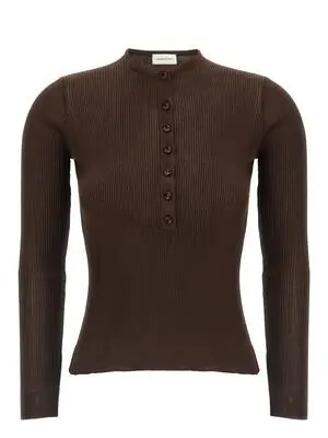 Magda Butrym Ribbed Silk Sweater - Brown