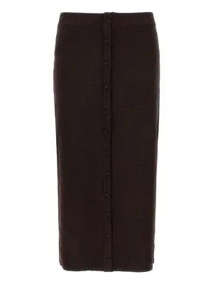 Victoria Beckham VICTORIA BECKHAM Wool Blend Midi Skirt Brown
