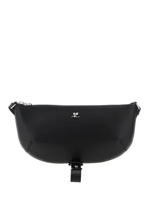 COURREGES Holy Eclipse Leather Shoulder Bag - Black