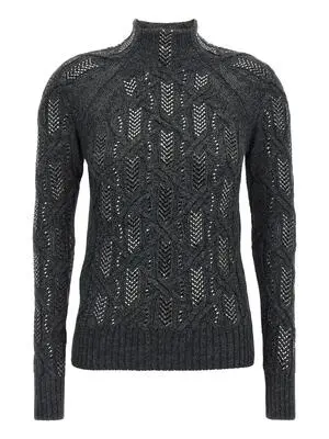 Ermanno Scervino Crystal Braid Sweater - Gray