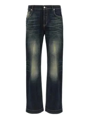 Alexander McQueen MCQUEEN Wide Leg Denim Jeans Blue