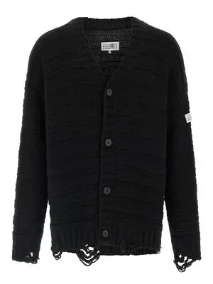 MAISON MARGIELA Distressed Wool Cardigan - Black