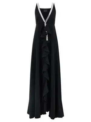 GIOVANNI BEDIN Ruffled V-neck Maxi Dress - Black