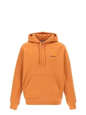 Carhartt Work In Progress American Script Cotton Blend Hoodie - Orange