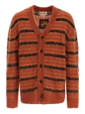 Marni Brushed Striped Cardigan - Orange
