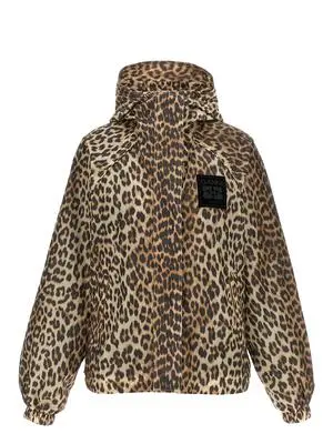 GANNI GANNI Leopard Print Nylon Windbreaker