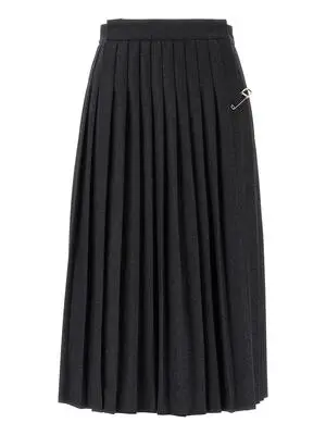 Prada Pleated Midi Skirt - Gray