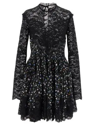 Rabanne Floral Lace Mini Dress - Black