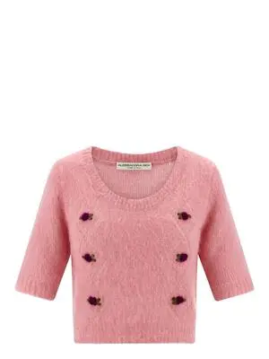 Alessandra Rich Carded Mohair Sweater - Pink