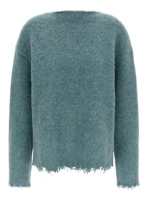 JIL SANDER JIL SANDER Fringed Wool Sweater Light Blue