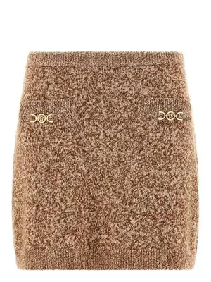 VERSACE VERSACE Mouline Cashmere Blend Knit Mini Skirt