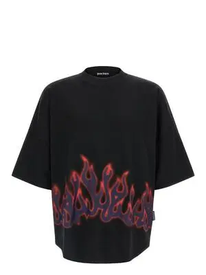 Palm Angels Flames' T-shirt - Black