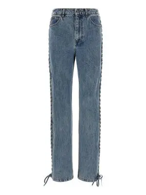 ROTATE BY BIRGER CHRISTENSEN Laced Straight Leg Jeans - Blue