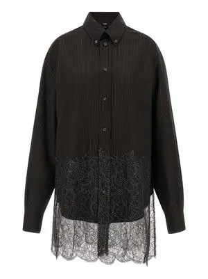 Fendi Wool And Lace Shirt - Brown