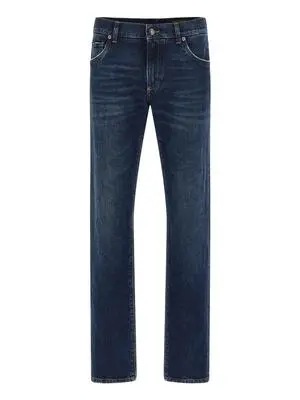 Dolce & Gabbana Logo Plaque Denim Jeans - Blue