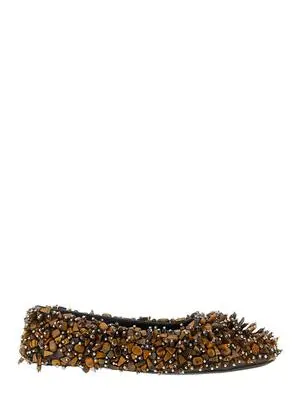 Dries Van Noten DRIES VAN NOTEN Beaded Leather Ballet Flats Brown