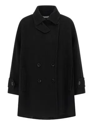 Alberto Biani Double-breasted Virgin Wool Caban - Black