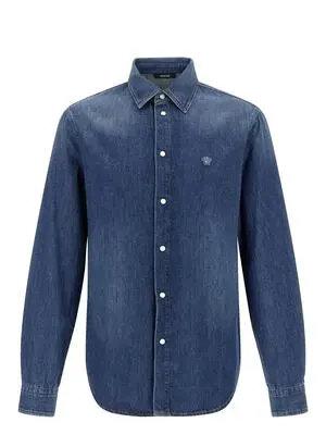 Versace Medusa' Patch Shirt - Blue