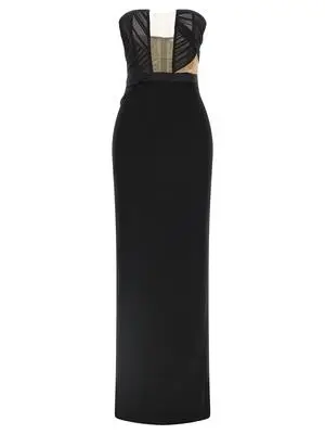 NENSI DOJAKA Corsetted Draped Maxi Dress - Black