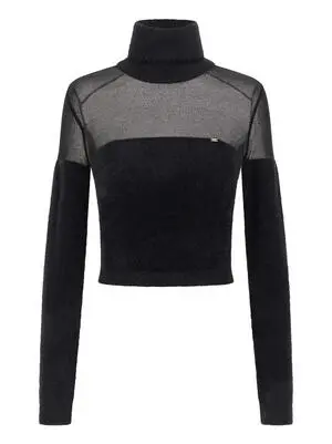 Elisabetta Franchi Brushed Insert Turtleneck Sweater - Black