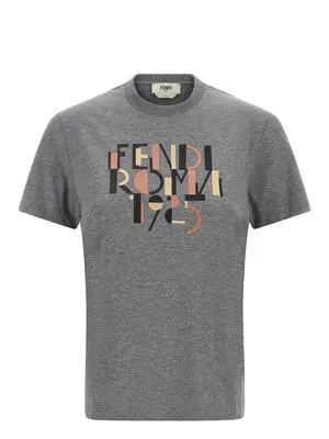 Fendi Cotton Mélange Roma 1925 T-shirt - Gray