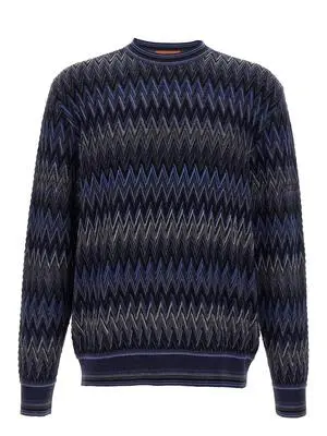 Missoni Zigzag Pattern Wool Sweater - Blue