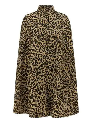 Valentino Garavani VALENTINO GARAVANI Animalier Wool Cape Brown
