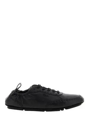 Fendi Leather Lace-up Sneakers - Black