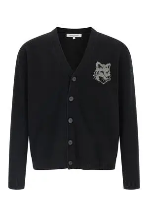 Maison Kitsuné Fox Head Cardigan - Black