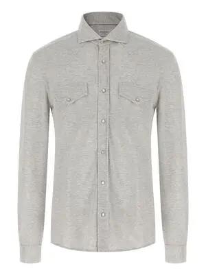 Brunello Cucinelli Piqué Cotton Shirt - Gray
