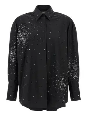 Giuseppe Di Morabito Rhinestone Embellished Cotton Poplin Shirt - Black